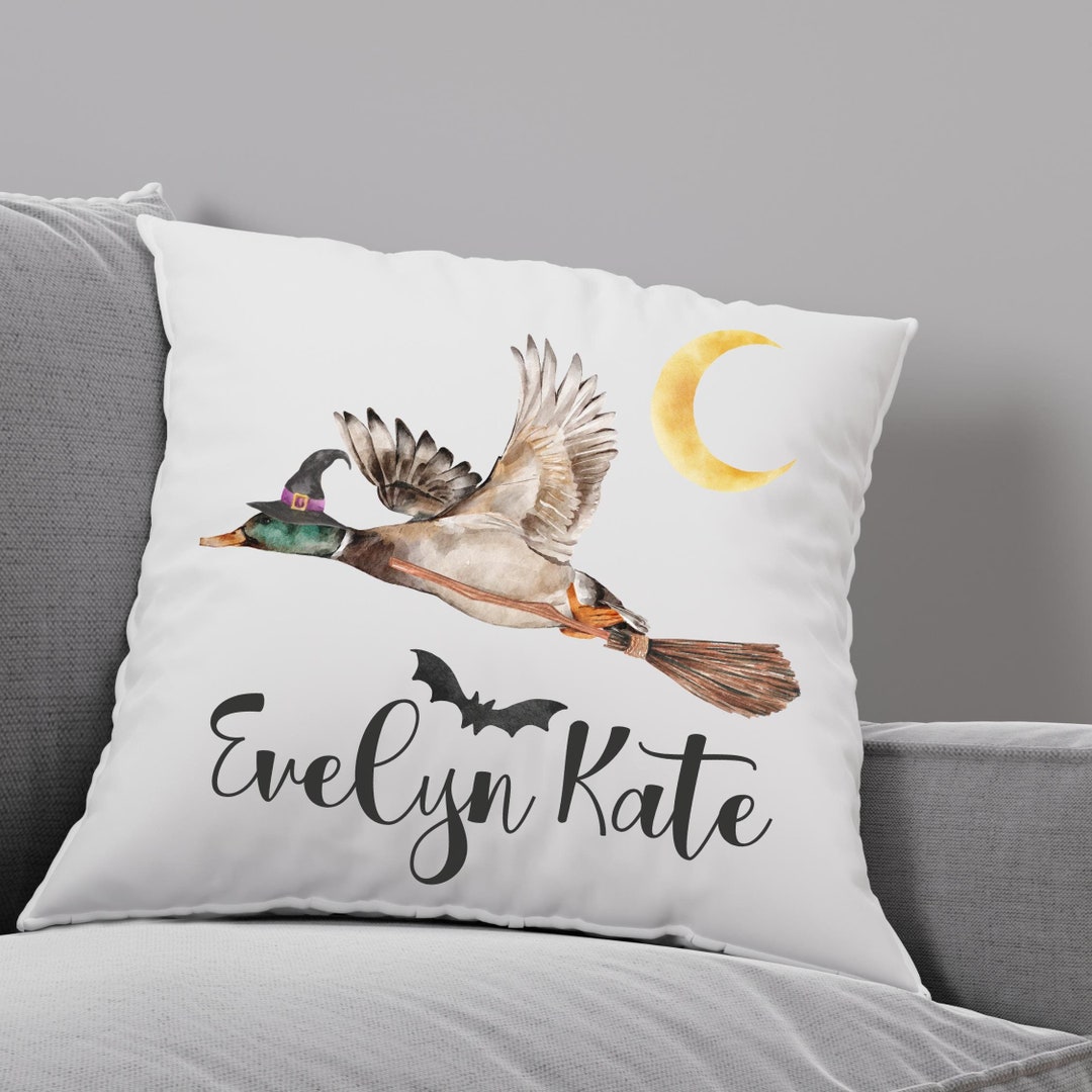 Personalized Mallard Halloween Throw Pillow, Personalized Duck Pillow ...