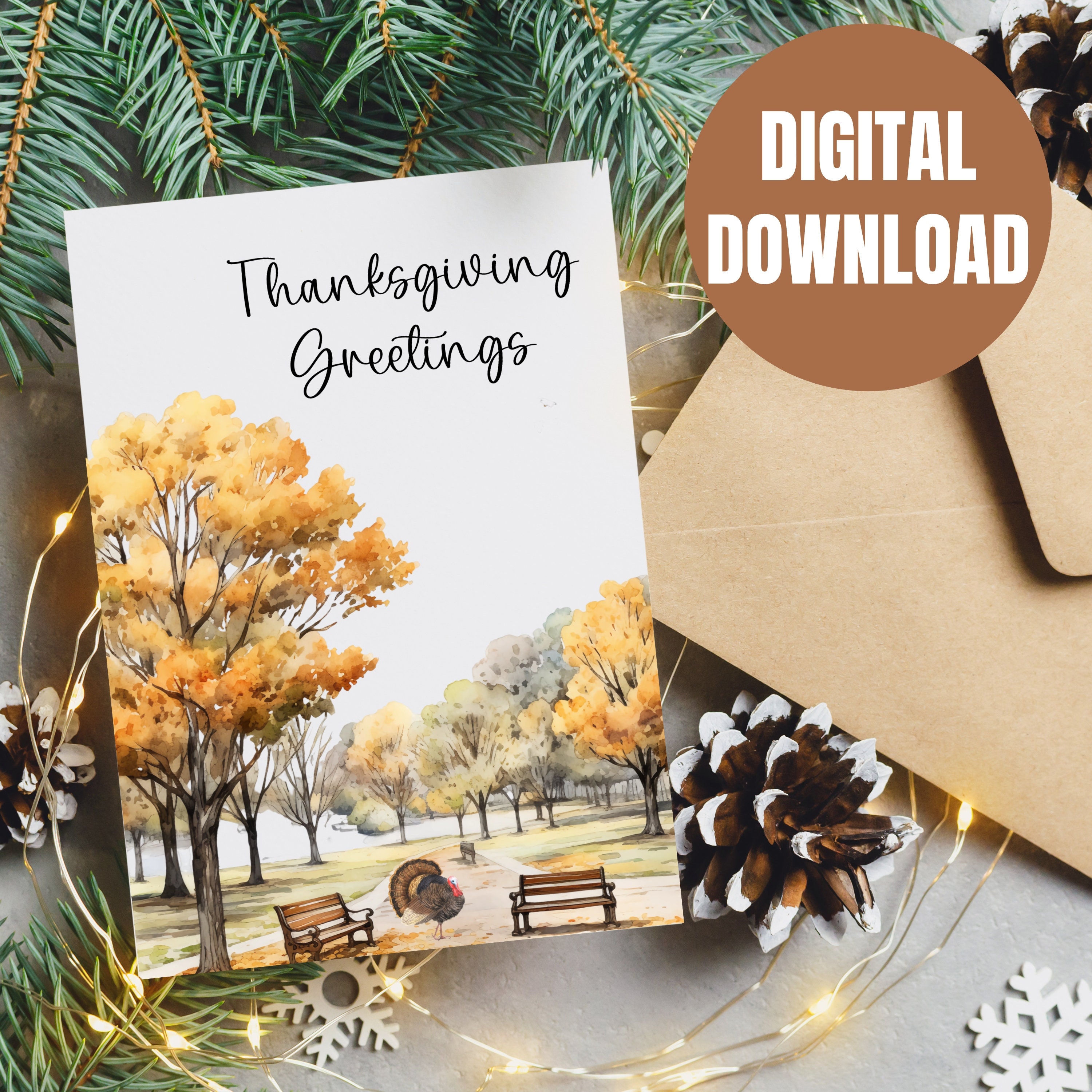 Printable Thanksgiving Greetings Digital Card, Digital Thanksgiving ...