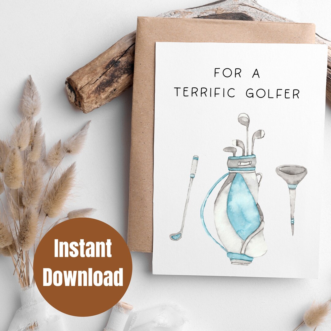 Printable for a Terrific Golfer Digital Card, 5x7 Digital Card ...