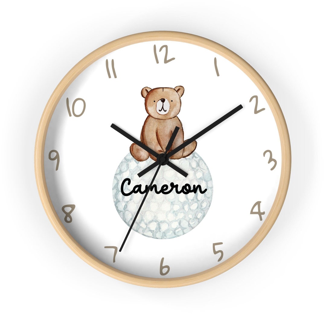 Personalized Golf Bear Wall Clock, Custom Golf Wall Clock, Kids Golf ...