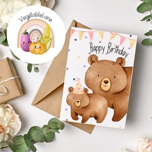 Printable Cute Bears Digital Birthday Card, Digital Printable Birthday ...