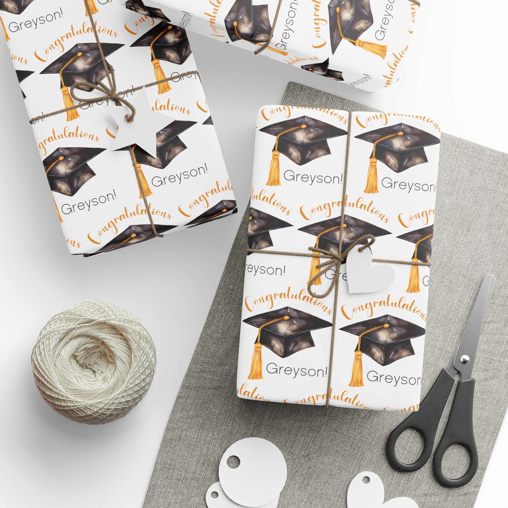 Personalized Graduation Cap Wrapping Paper, Custom Graduation Wrapping ...