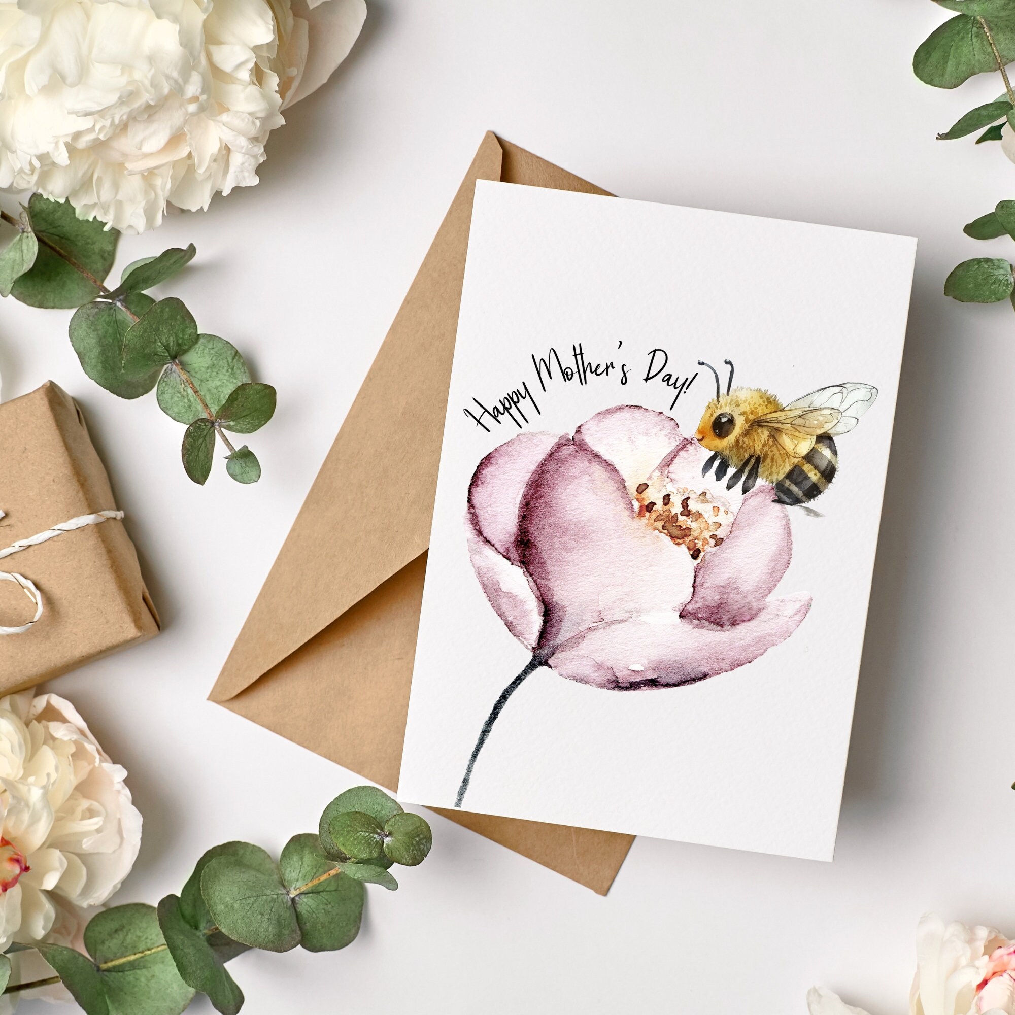 Printable Floral Bumble Bee Digital Mother's Day Card, 5x7 Digital Card ...
