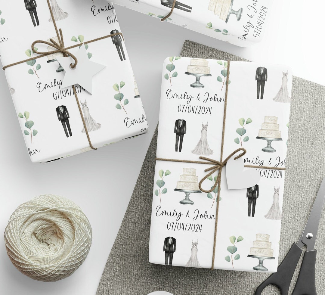 Personalized Wedding Wrapping Paper, Custom Bridal Shower Gift Wrap ...