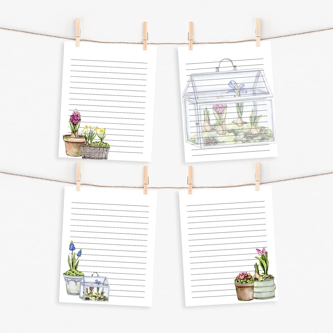 4 Page Spring Flower Bulb Printable Stationery Set, Floral Stationery ...