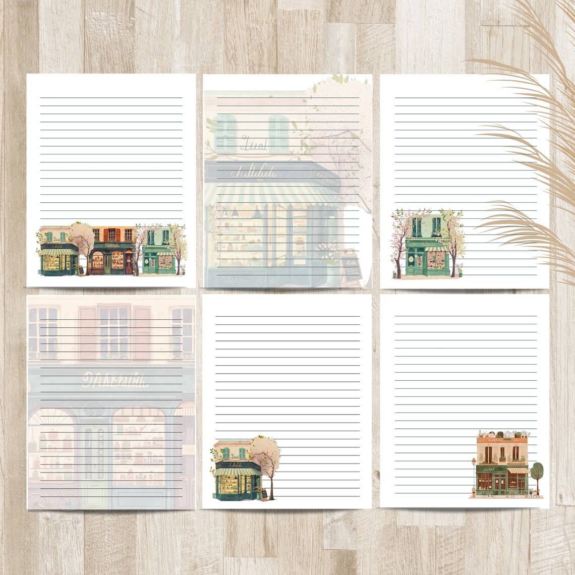 6 Page Pretty Paris Shops & Cafe Printable Stationery Set, Paris ...