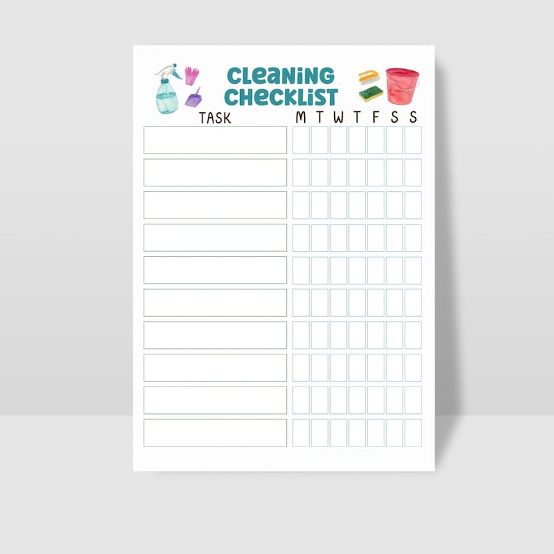 Printable Weekly Cleaning Chart, Printable Weekly House Cleaning Chart ...