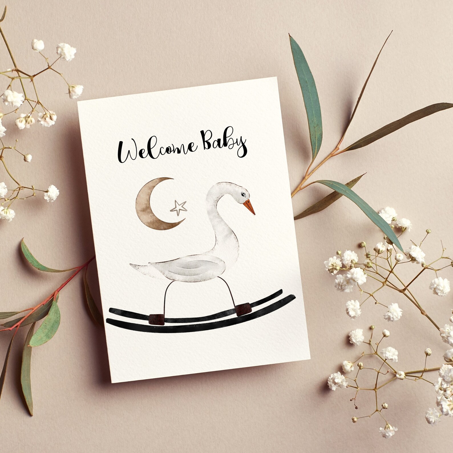 Printable Boho Gender-neutral Baby Shower Card, Digital Baby Shower ...