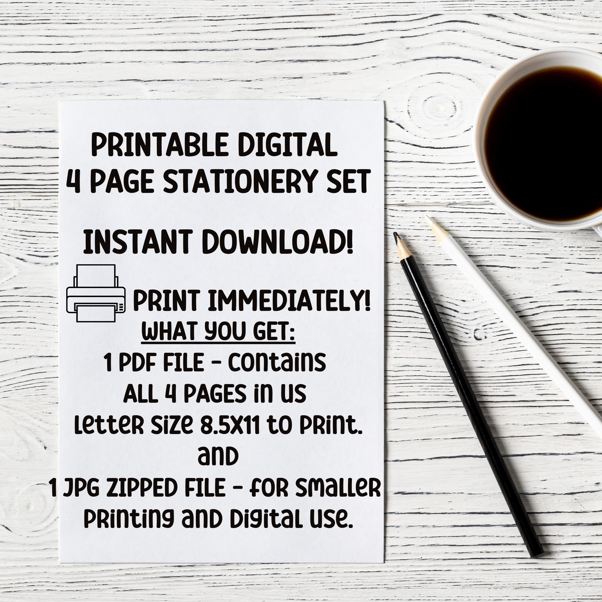 4 Page Equestrian Printable Stationery Set, Horse Stationery Set, 8 ...