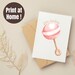 Pink Rattle Printable Baby Shower Greeting Card, Digital Baby Shower ...
