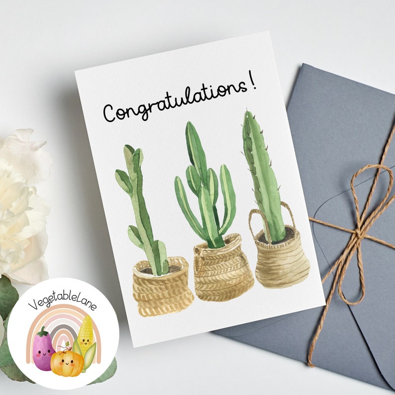 Printable Boho Cactus Digital Congratulations Card Digital - Etsy