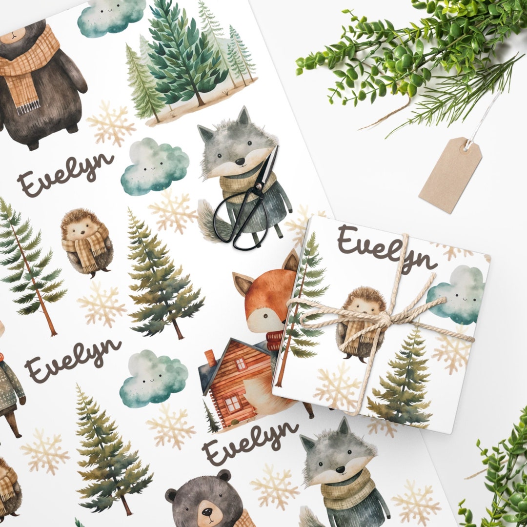 Personalized Woodland Animal Wrapping Paper, Woodland Animal Gift Wrap ...
