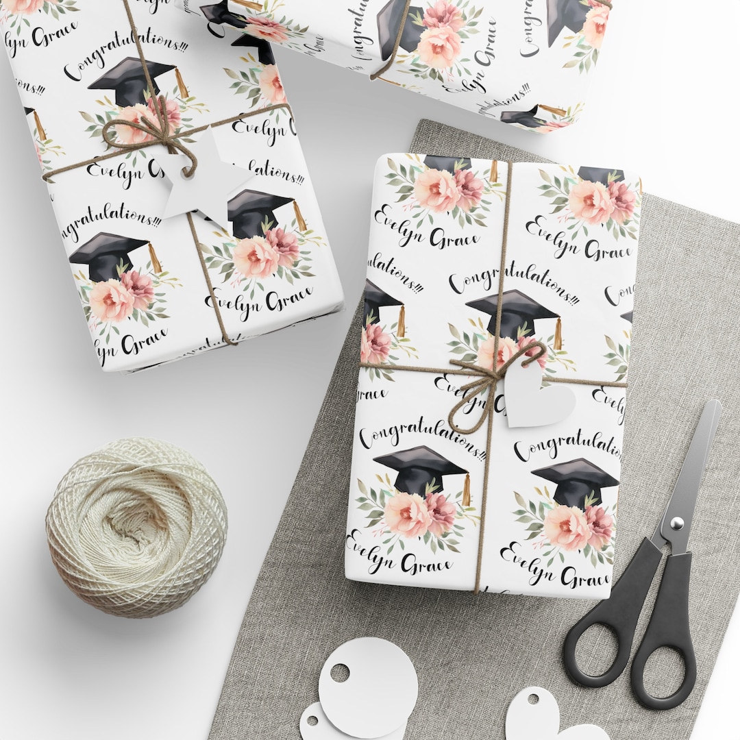 Personalized Graduation Cap Wrapping Paper, Custom Graduation Wrapping ...