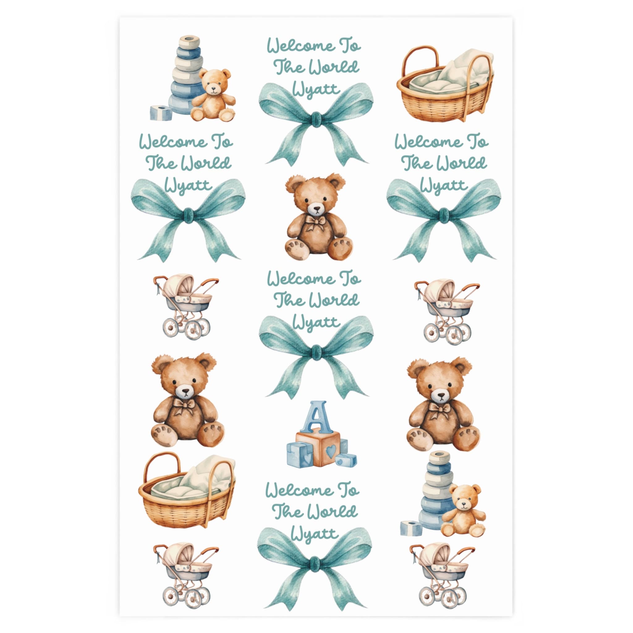 Personalized Welcome Baby Wrapping Paper for Baby Boy, Personalized ...