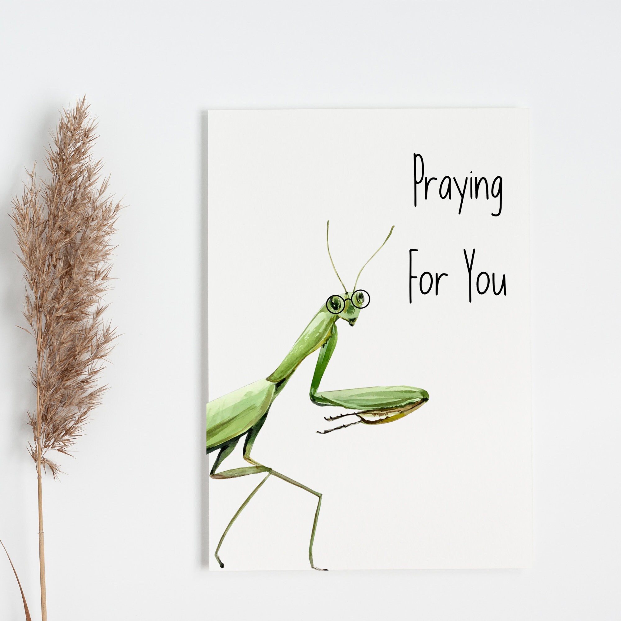 Printable Praying Mantis Digital Card, Praying for You Praying Mantis ...
