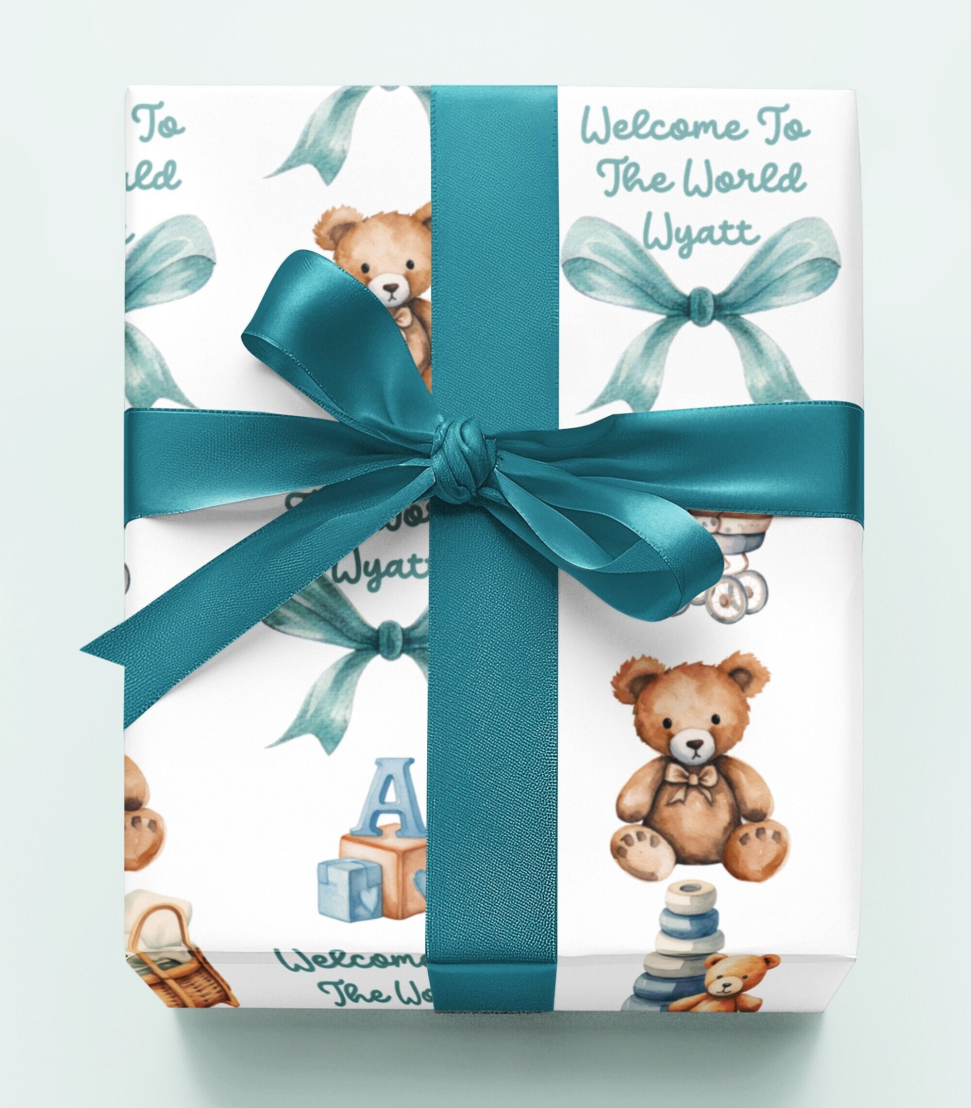 Personalized Welcome Baby Wrapping Paper for Baby Boy, Personalized ...