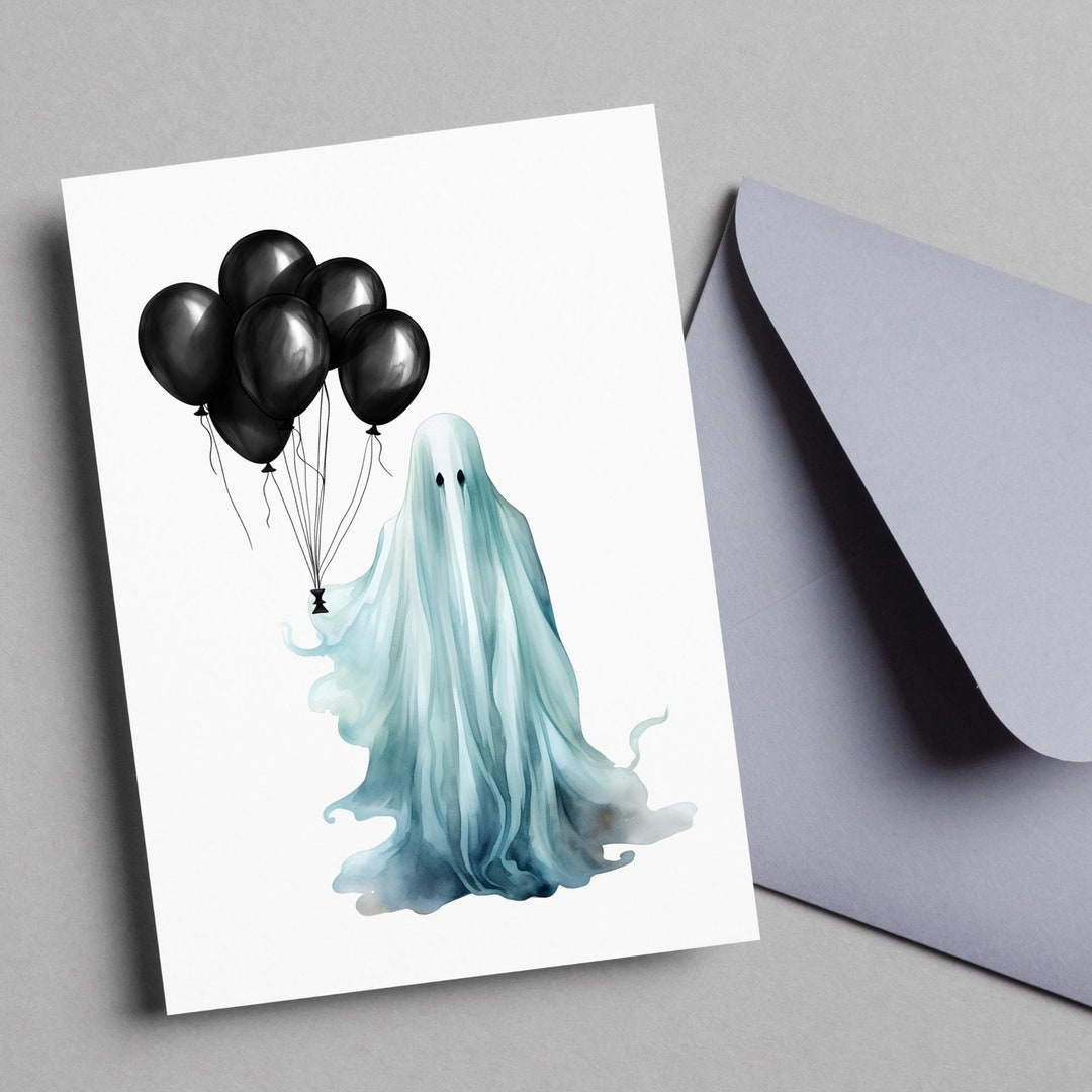 Printable Halloween Card, Printable Ghost Card, 5x7 Digital Card ...