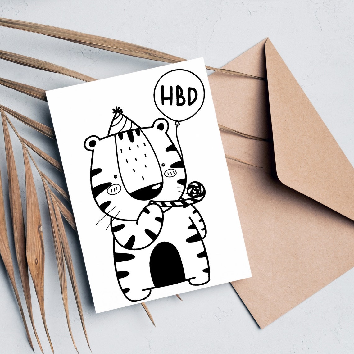 Printable Kids Coloring Card, Printable Kids Birthday Card, Digital ...