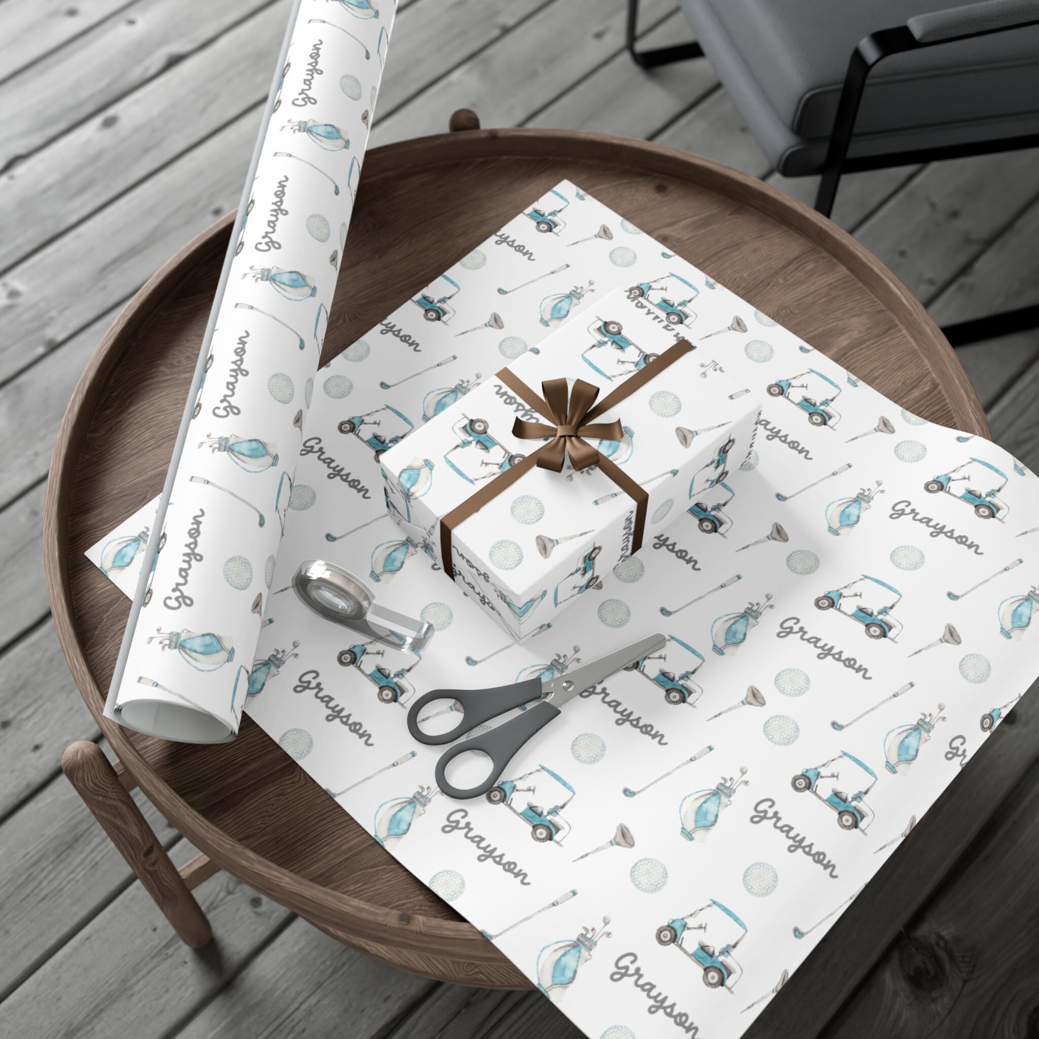 Personalized Golf Gift Wrap, Personalized Golf Wrapping Paper, Golfer ...
