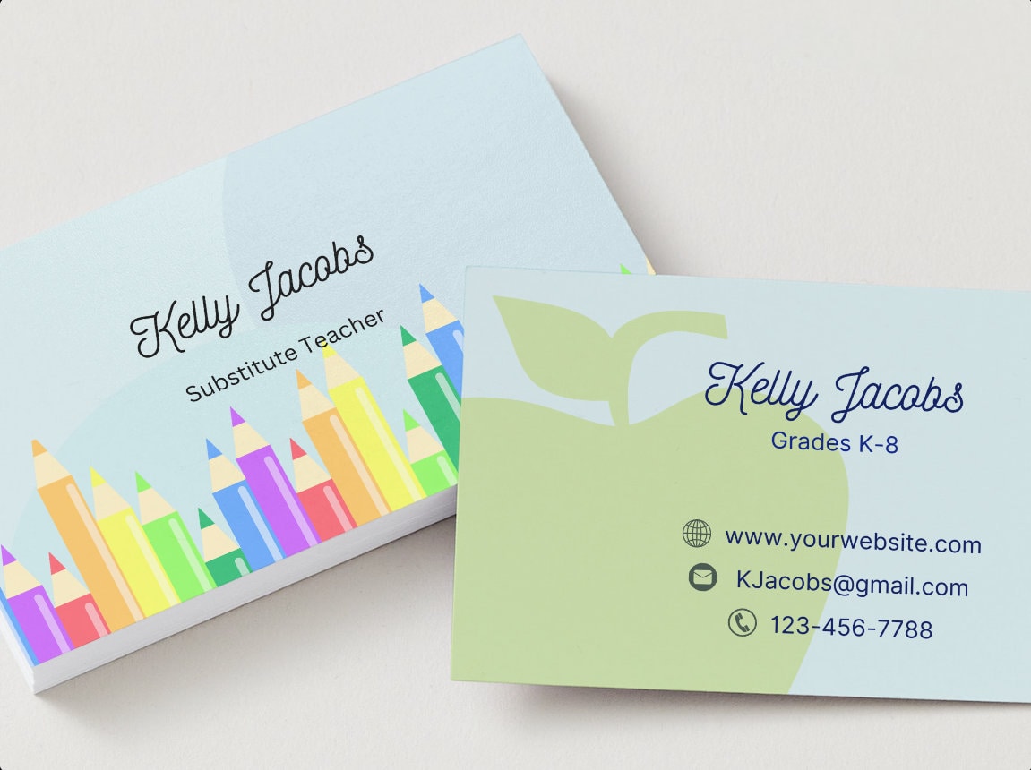 Substitute Teacher Business Card Template for Canva - Etsy