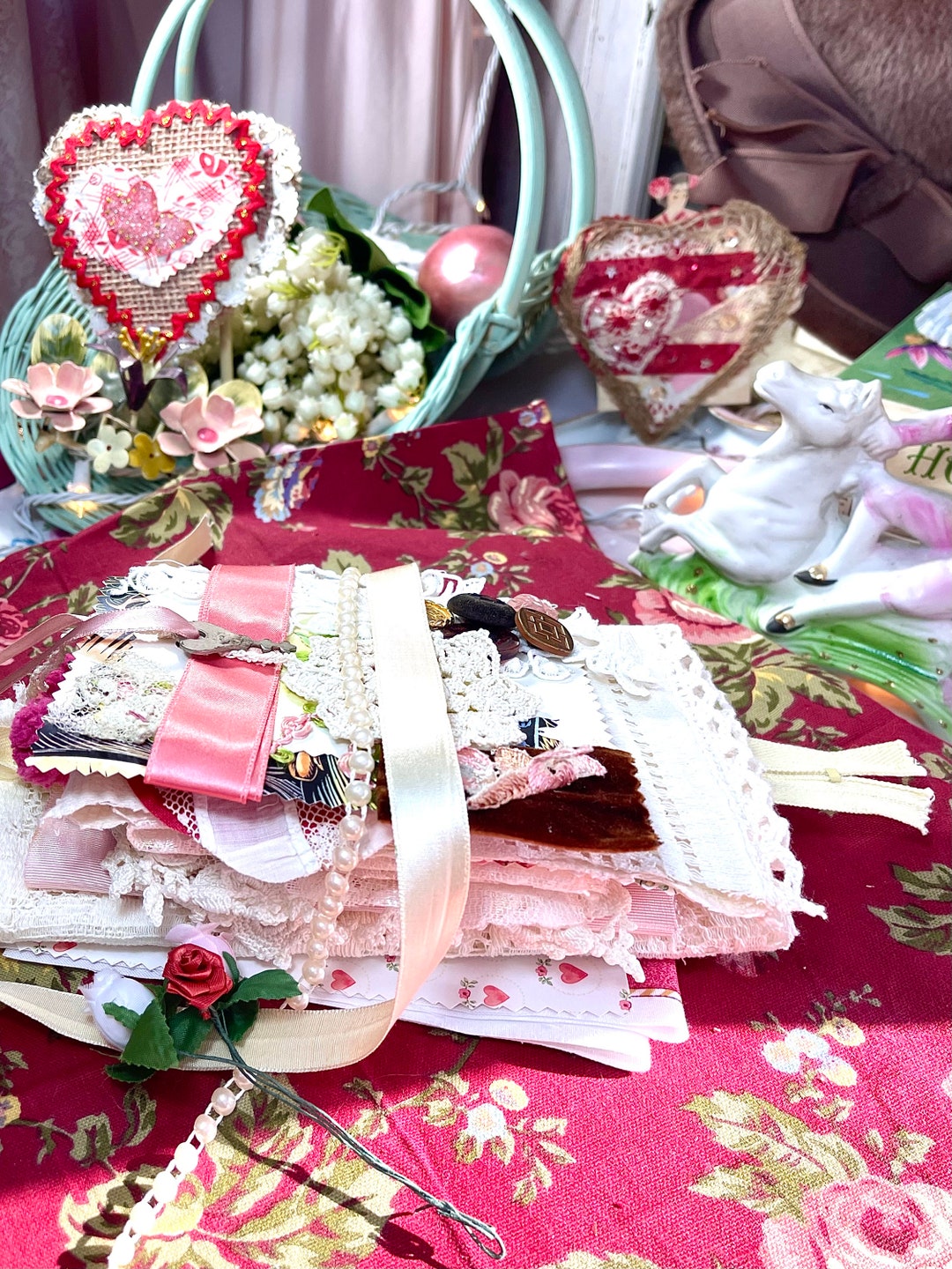 Vintage Valentines Antique Mix Fabric Bundles for Projects-vintage ...