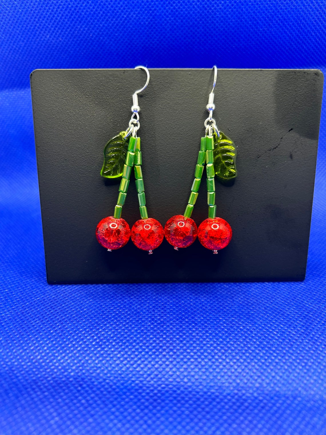 Glass Bead Cherry Earrings - Etsy