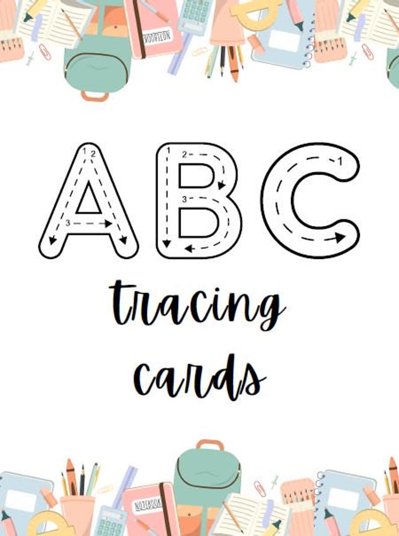 Alphabet Tracing Cards - PDF Printable Worksheets - Etsy