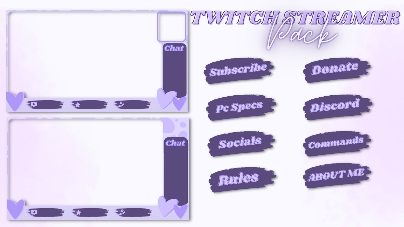 Purple Aesthetic Basic Twitch Streamer Overlay Pack - Etsy