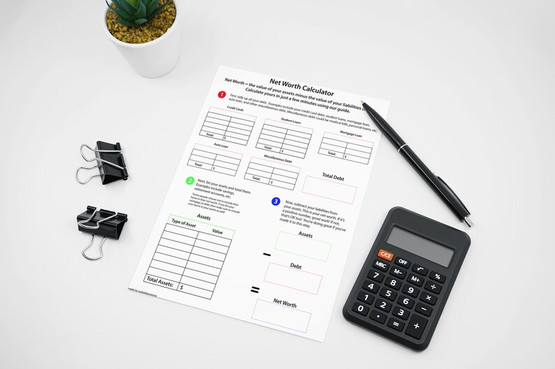 Printable Net Worth Calculator - Etsy