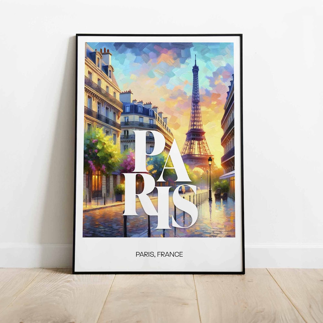 Paris Travel Poster Eiffel Tower Print France Wall Art Prints Europe ...