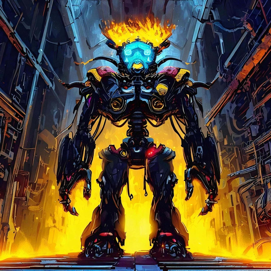 Scifi Cyberpunk Mech Cyber Mech Science Wall AI Digital Art Metaverse ...