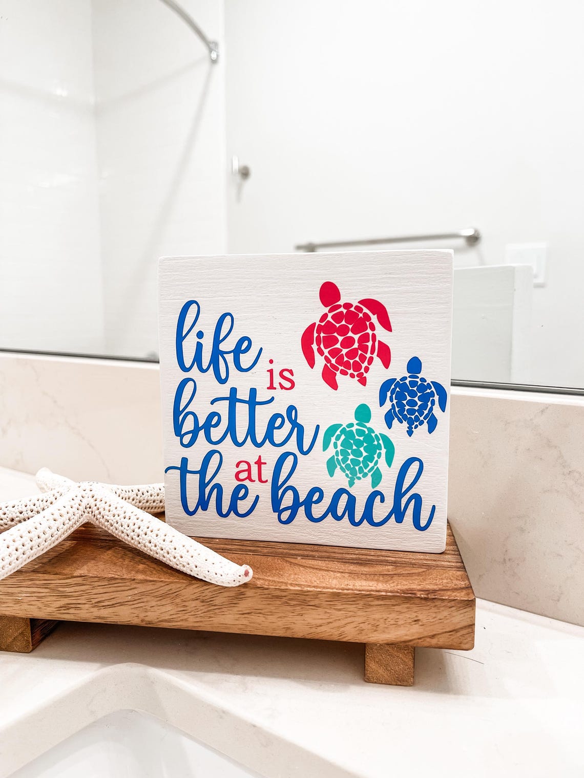 Life is Better at at the Beach Wood Sign, Beach Coastal Decor, Tiered ...
