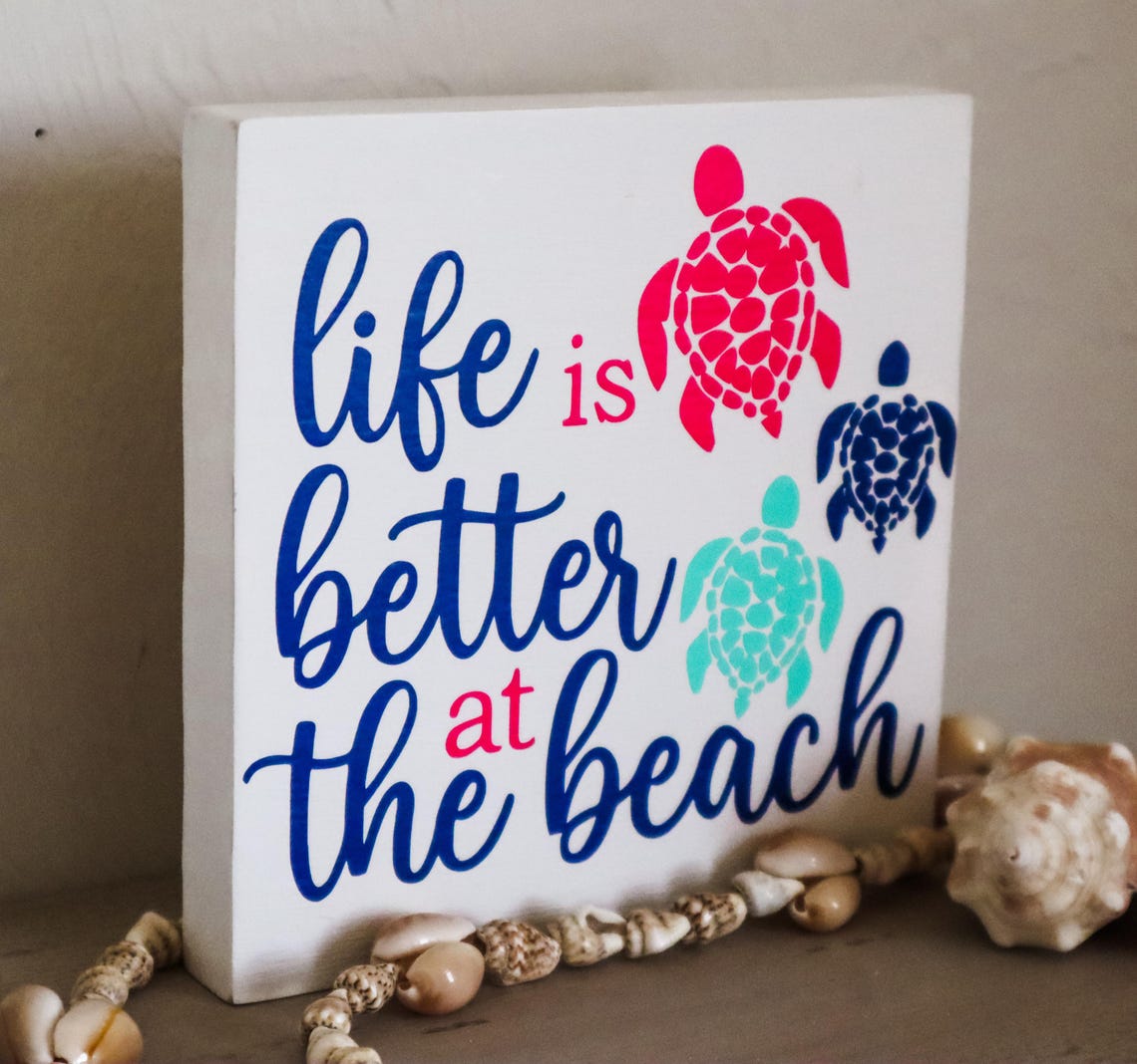 Life is Better at at the Beach Wood Sign, Beach Coastal Decor, Tiered ...