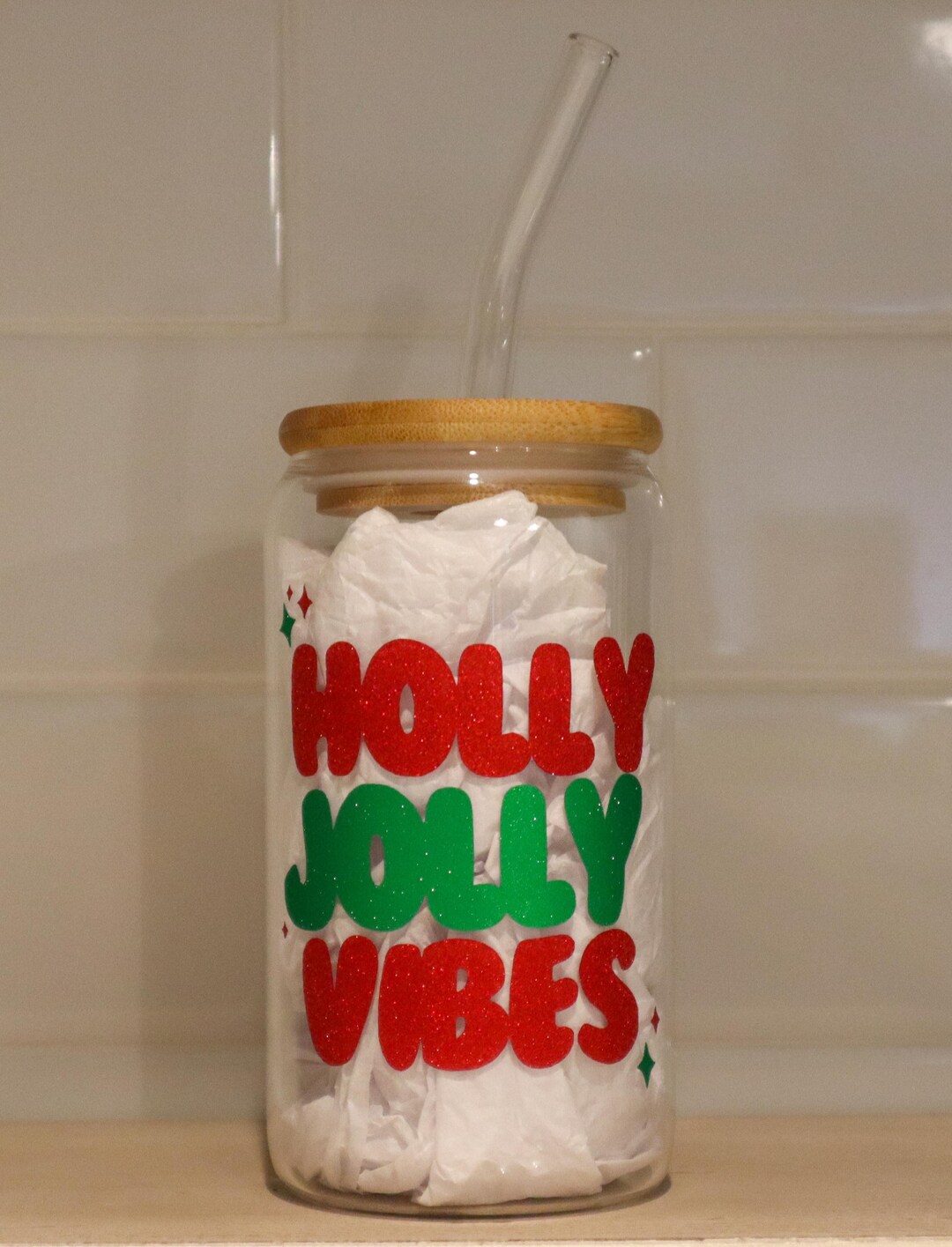 Christmas Glass Iced Coffee Cup, Holiday Coffee Cup, Christmas Drinks ...