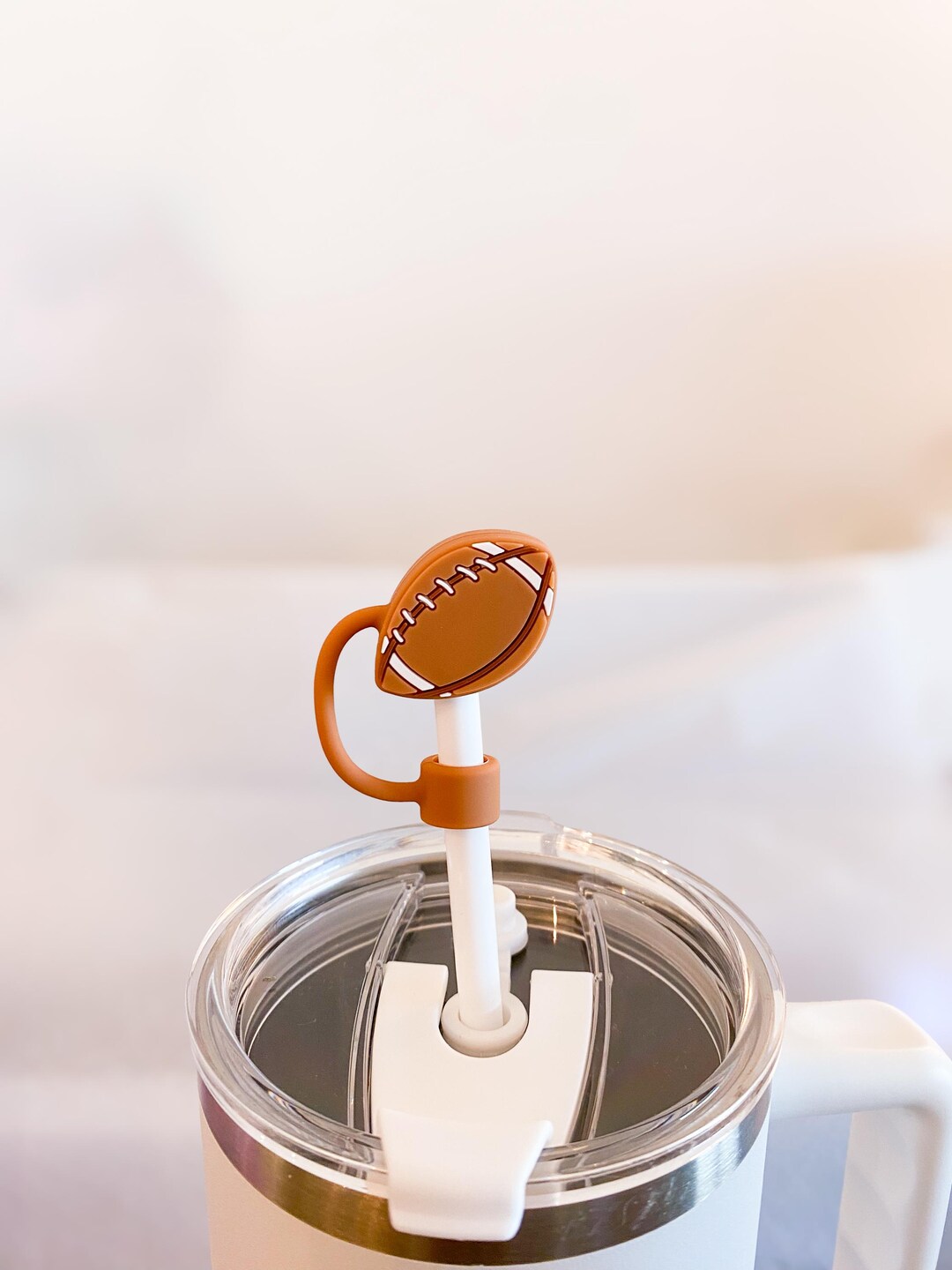 Sports Tumbler and Glass Cup Straw Toppers: Football Baseball ...