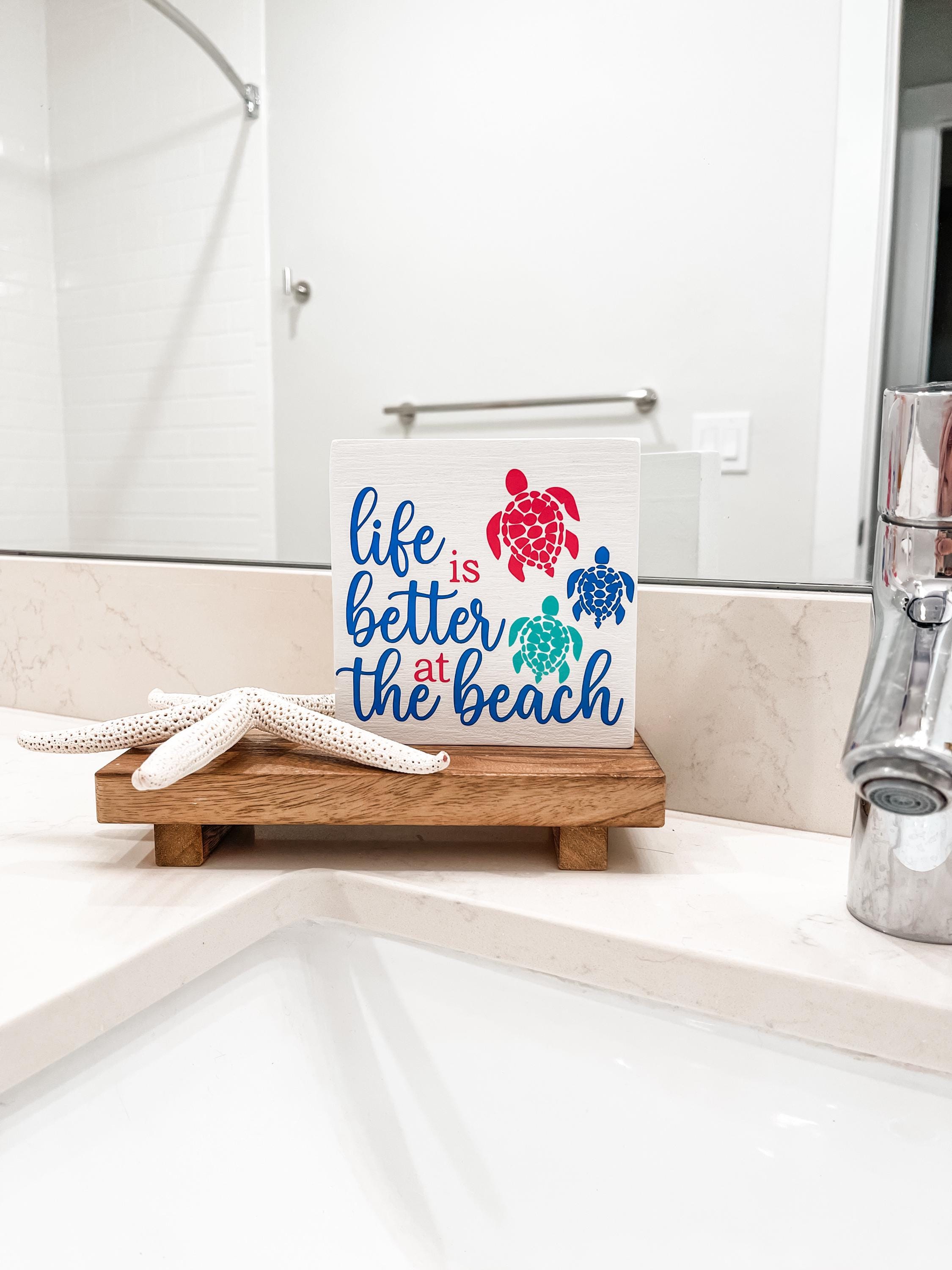 Life is Better at at the Beach Wood Sign, Beach Coastal Decor, Tiered ...