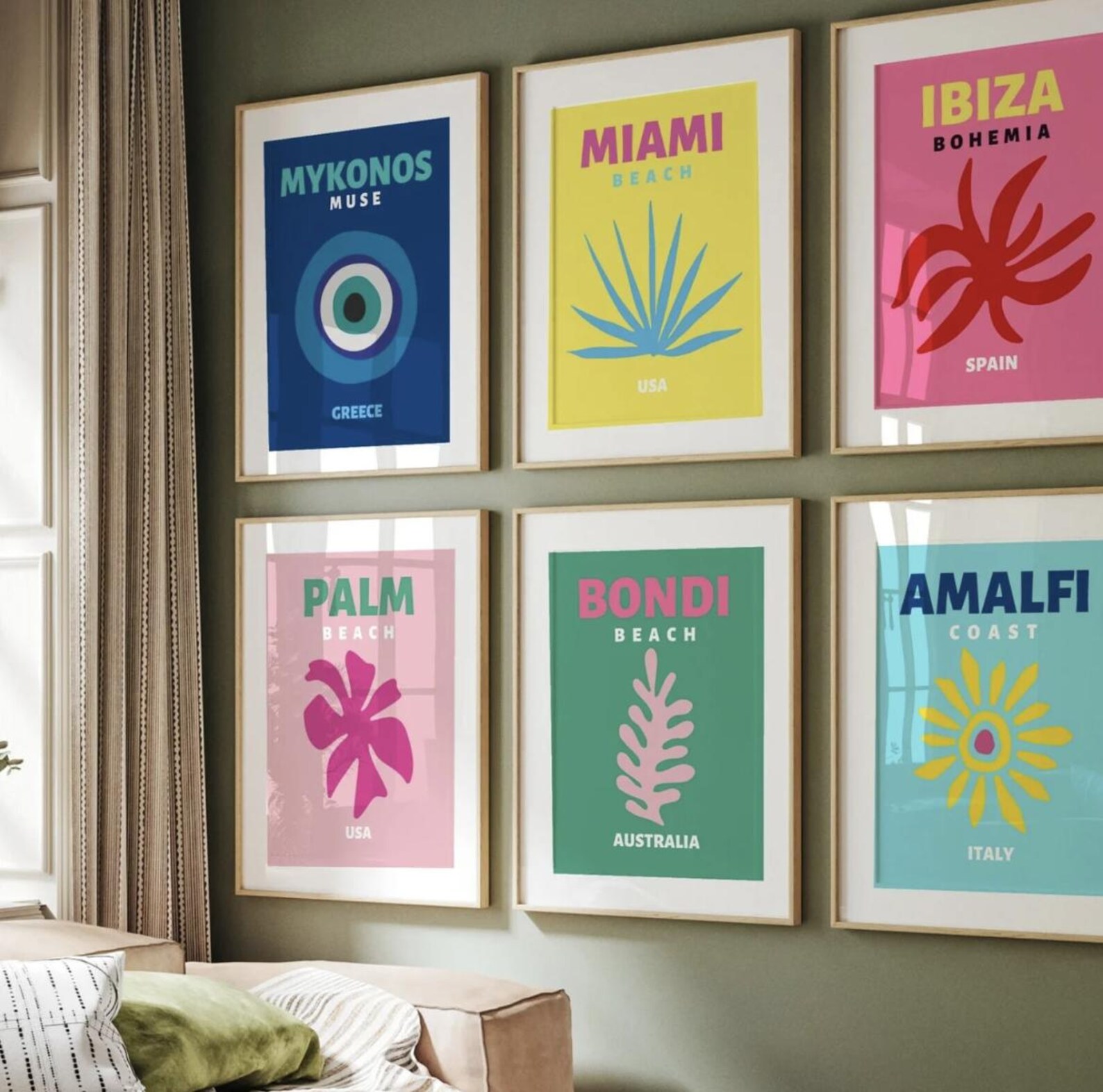 Set of 6 Famous Travel Places Prints - Iconic 'travel' Line Covers ...