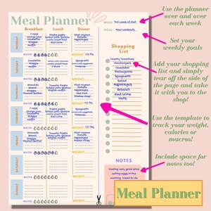 Colorful Meal Planner BUNDLE, Colorful Weekly Food Diary, Meal Tracker ...