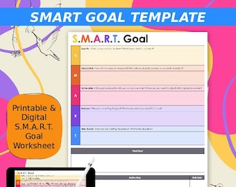 SMART Goal Template, Goal Setting Worksheet, Printable/digital PDF ...