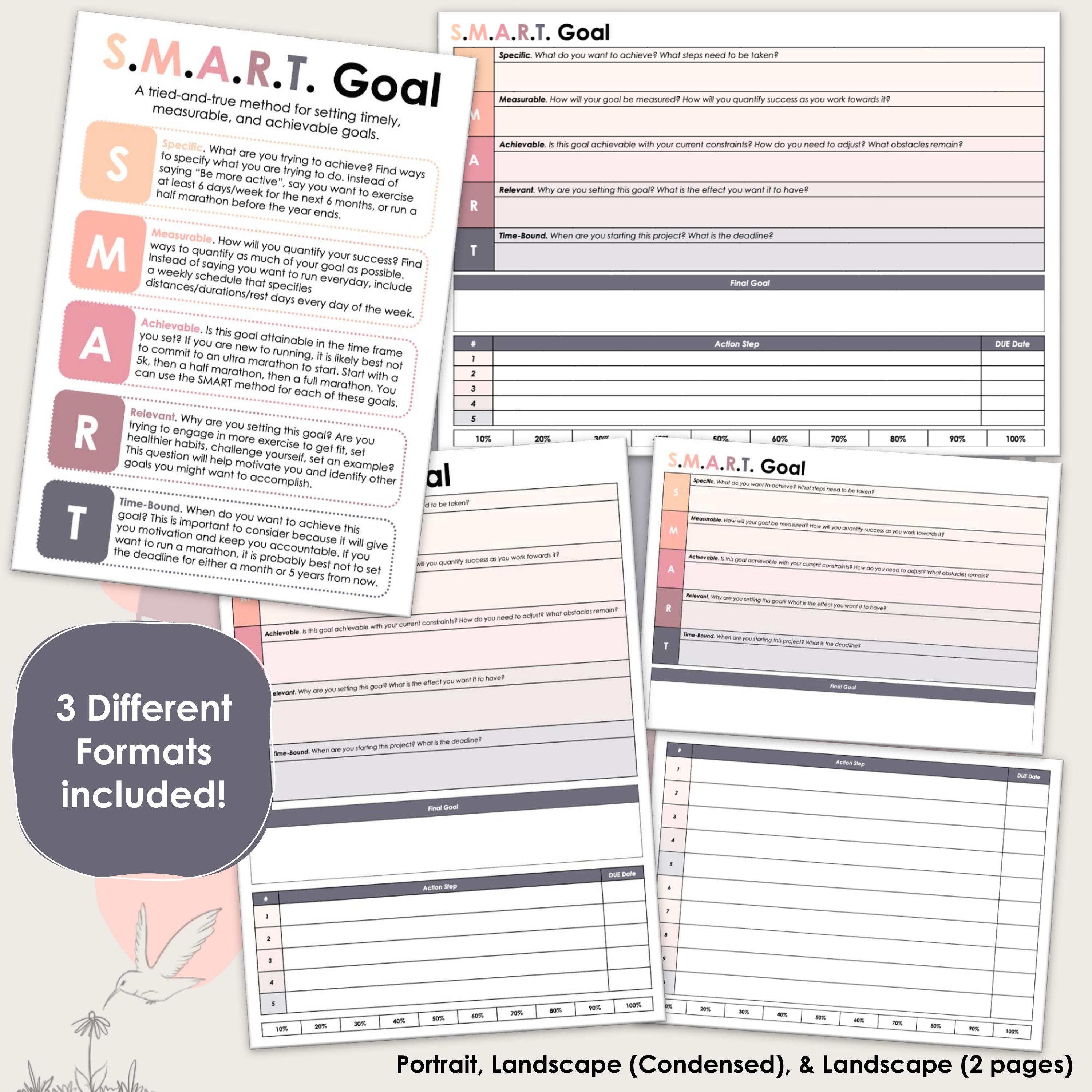 SMART Goal Template, Goal Setting Worksheet, Printable/digital PDF ...