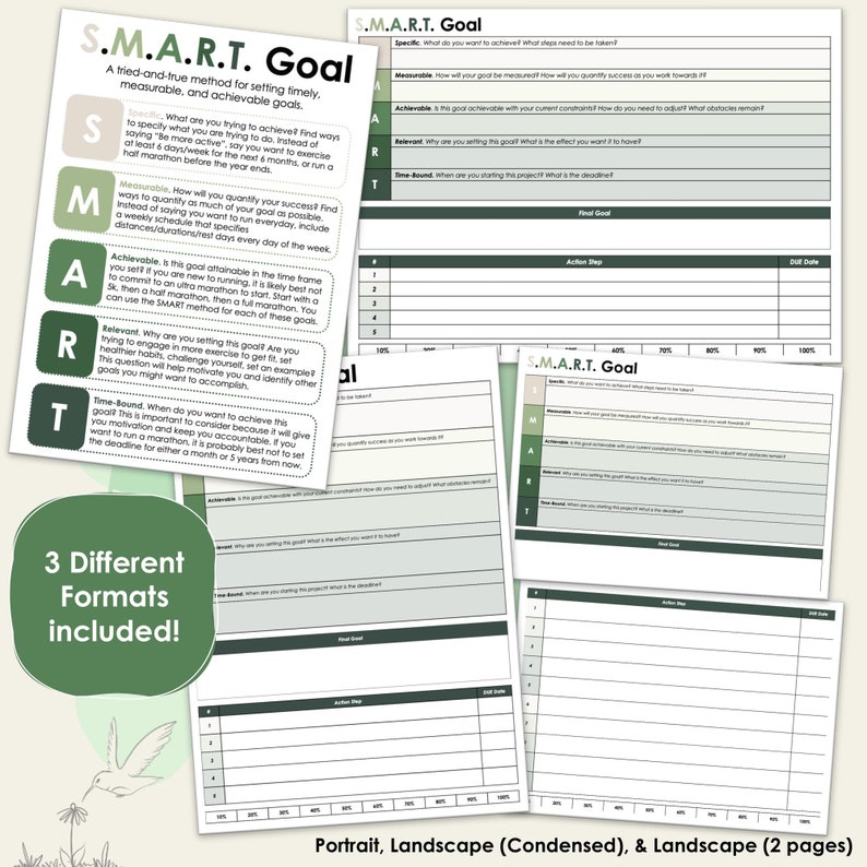 SMART Goal Template, Goal Setting Worksheet, Printable/digital PDF ...