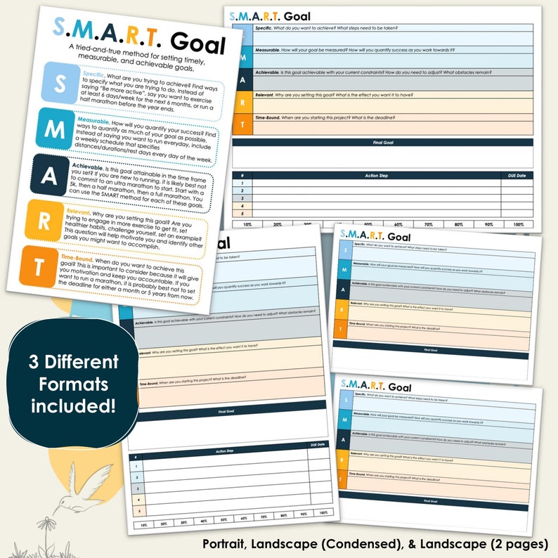 SMART Goal Template Goal Setting Worksheet Printable/digital - Etsy