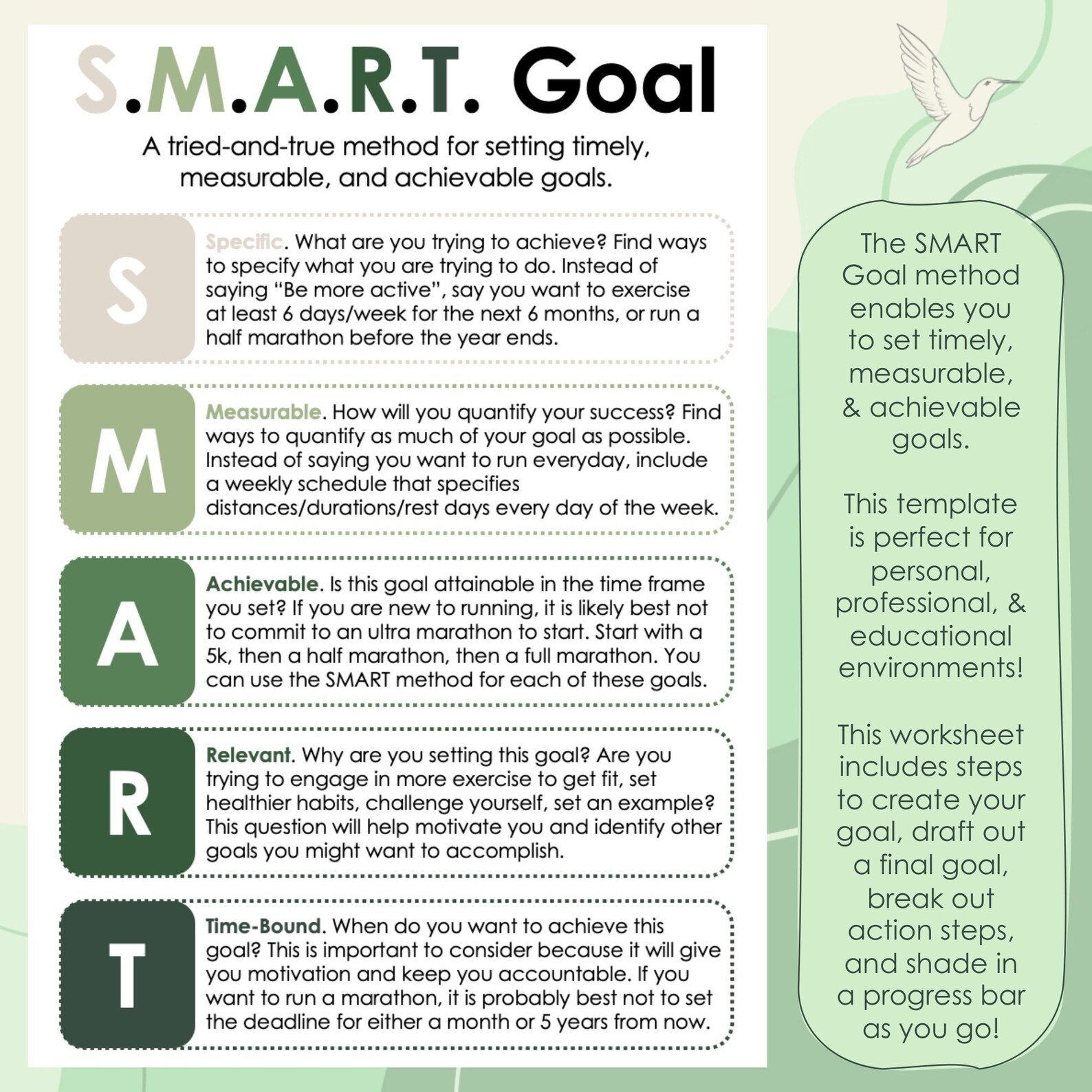 SMART Goal Template, Goal Setting Worksheet, Printable/digital PDF, Goal Tracker, Notability ...