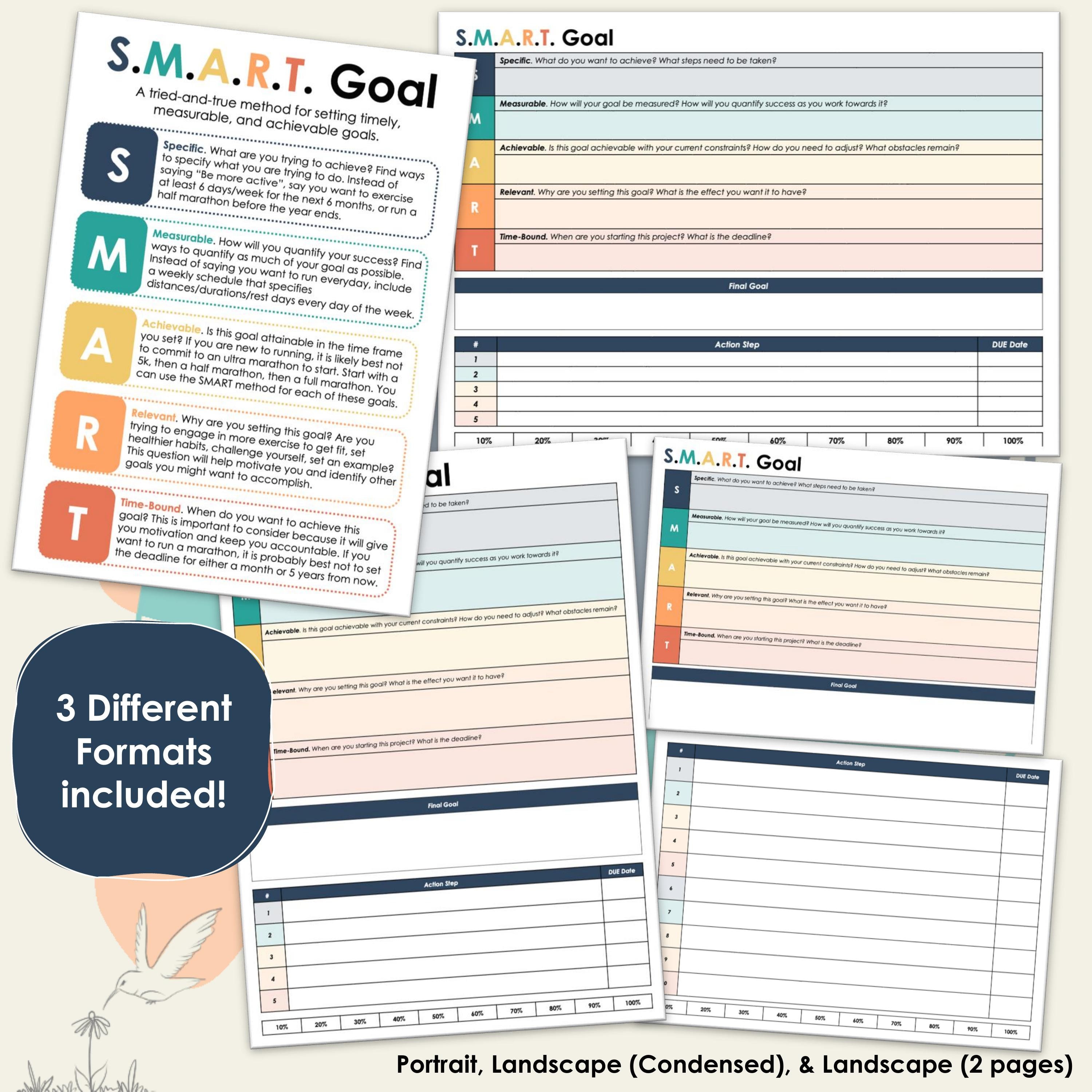 SMART Goal Template, Goal Setting Worksheet, Printable/digital PDF ...