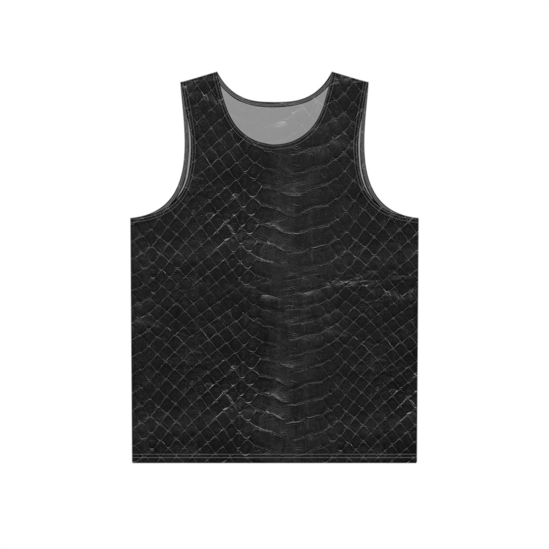 Black Snake Skin Print Tank Top Snakeskin Tank Top Black Sleeveless ...