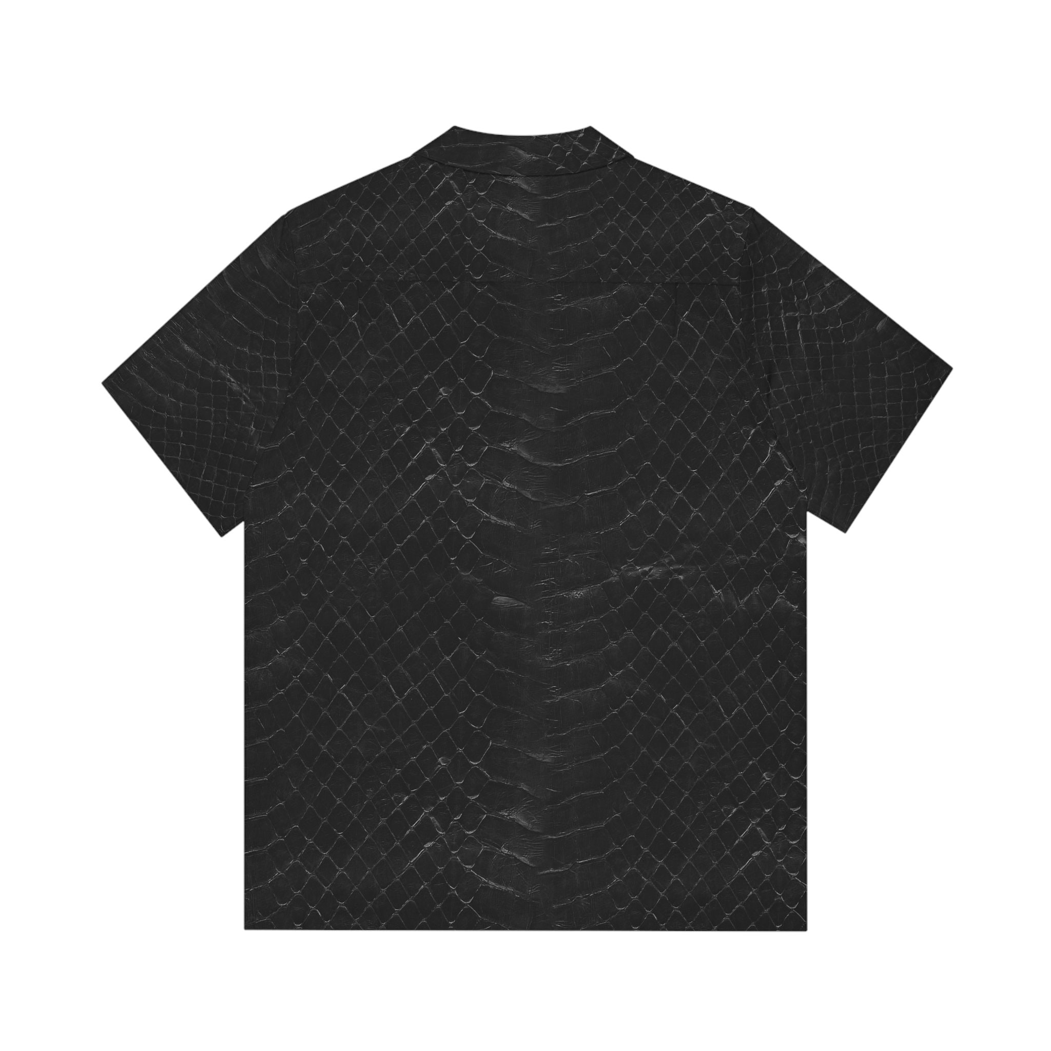 Black Snake Skin Print Hawaiian Shirt Black Short Sleeve Button Down ...