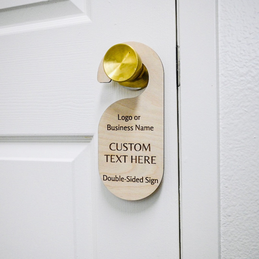 Custom Double Sided Door Knob Hanging Sign Personalized Office Room Bedroom Wooden Sign Do Not ...