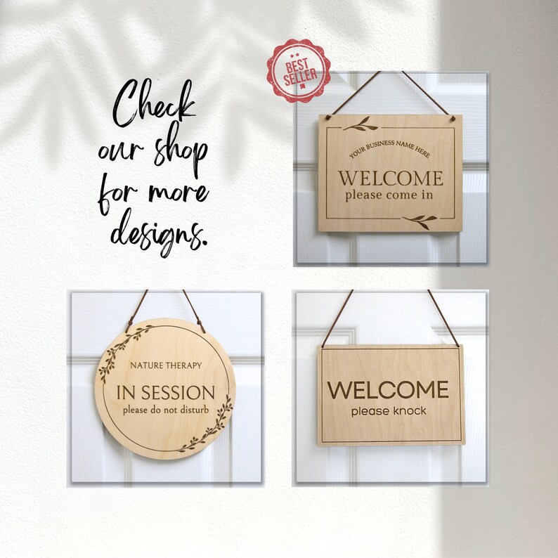 Double Sided Hanging Door Sign Welcome in Session Wooden Sign - Etsy