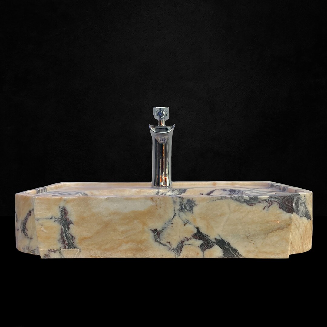 Calacatta Viola Marble Sink: Hand Carved Natural Stone Washbasin - Etsy