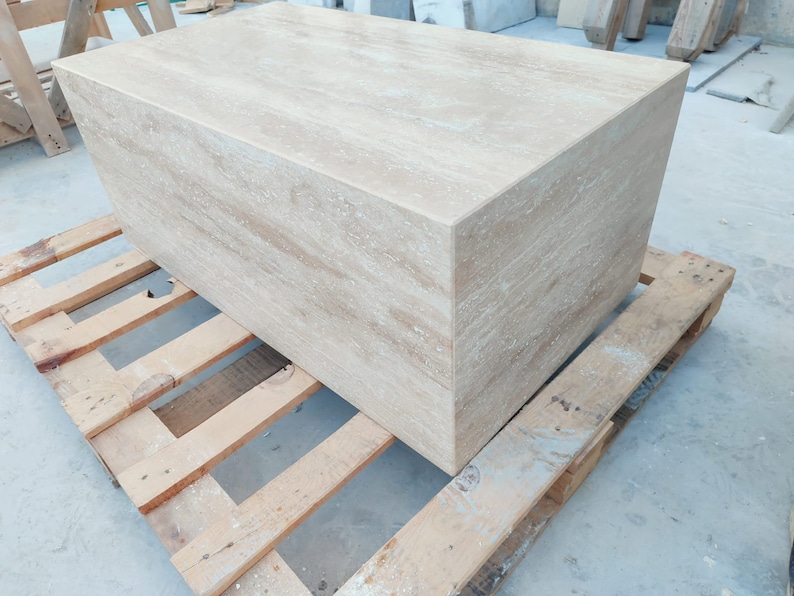 Rectangular Travertine Coffee Table: Modern Natural Stone Accent - Etsy